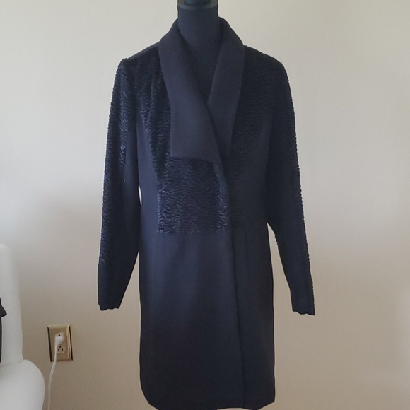 H by Halston | Jackets & Coats | H By Halston Wool And Faux Fur Coat ...